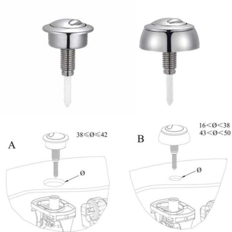 Toilettenspülknopf für Twyford/Siamp Optima 49 Spülventil, silber