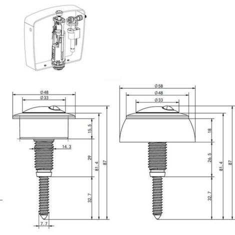 Toilettenspülknopf für Twyford/Siamp Optima 49 Spülventil, goldfarben
