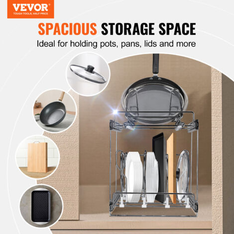 VEVOR Rangement Couvercle Casserole Extensible Organiseur de Poele a 2 ...