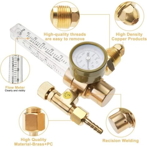 Argon/CO2 MIG/TIG Gas Flow Meter Regulator Gauge Welding Inlet, 0-3500psi A