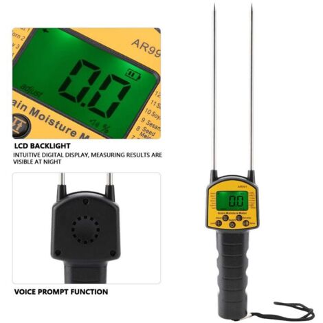 AR991 Digital Grain Moisture Meter with LCD Screen and Dual-Rod Steel ...