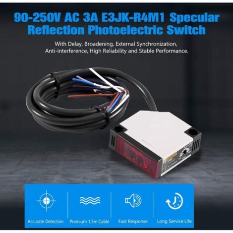 Photoelectric Switch, E3JK-R4M1 90-250VAC Retroreflective Photoelectric ...