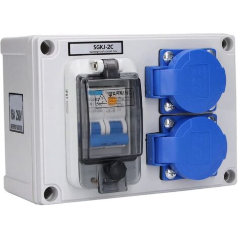 Wall Socket, Double German Power Outlet Box with Circuit Breaker 230V ...