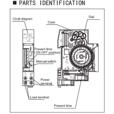 24-hour mechanical timer, 15-minute minimum timer, rail mounting ...