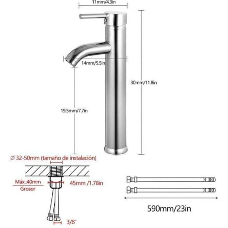 Bathroom Basin Tap with High Mixer Tap for Bathroom Sink or Basin ...