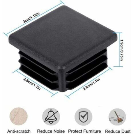 20 PCS 30x30mm Square Tube End Caps, Black Plastic Square Tube End Caps ...