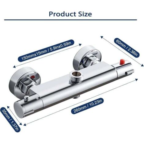 Thermostatic Shower Mixer with 2 Outlets (High and Low), Anti-Scald ...
