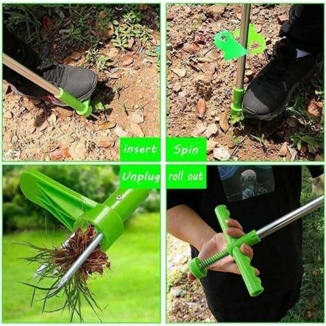 Weeder - Rotating telescopic vertical root removal tool - Manual garden ...