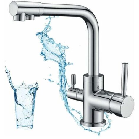 3-Way Kitchen Faucet, 360° Swivel Kitchen Mixer Tap, Potable Water ...
