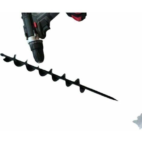 Black helical auger drill bit for garden planting soil digging, 50mm x ...