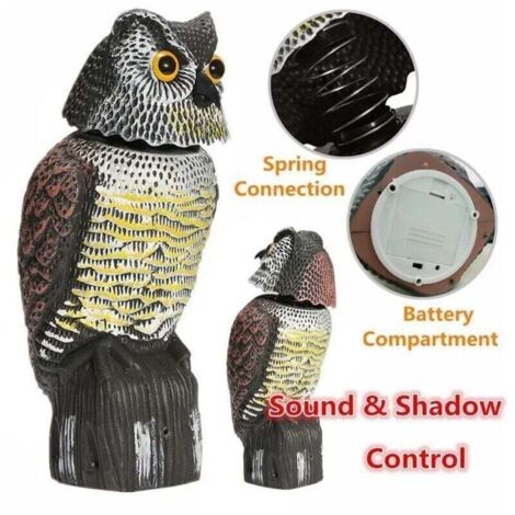 Realistic bird scarer with rotating head, sound of a prowling owl ...