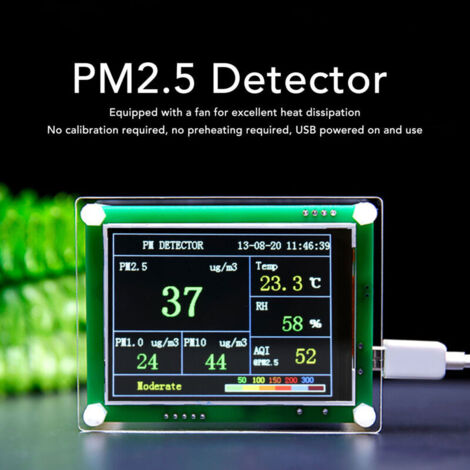 PM2.5 detector, indoor air quality monitor, PM1.0 PM2.5 PM10 HCHO CO2 ...