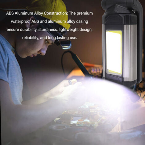 Foldable aluminum alloy work lamp, 7 modes, COB, USB rechargeable ...