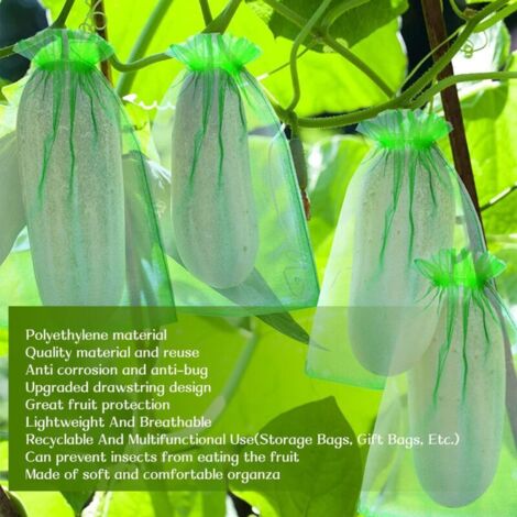 100 Reusable Fruit Protection Net Bags – Green Mesh Barrier for Plants ...