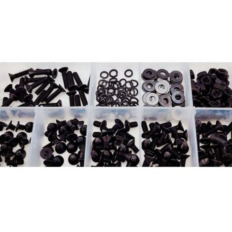 300pcs Black Countersunk Head M3 Bolt Nut, Flat Pad Spring Box Set ...