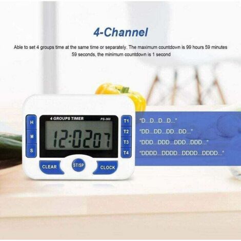 4-Channel Multi-Function Countdown Timer, Adjustable Digital Cooking ...