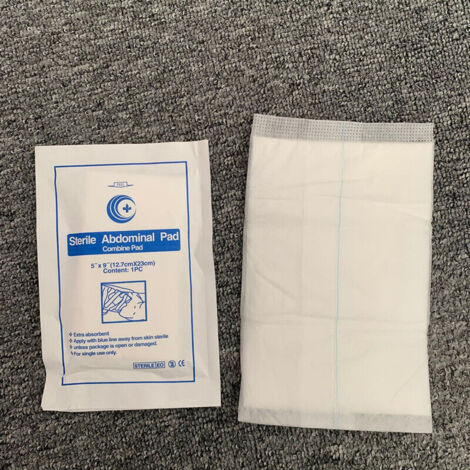 Pack of 10 non-woven medical gauze compresses, hemostatic abdominal ...
