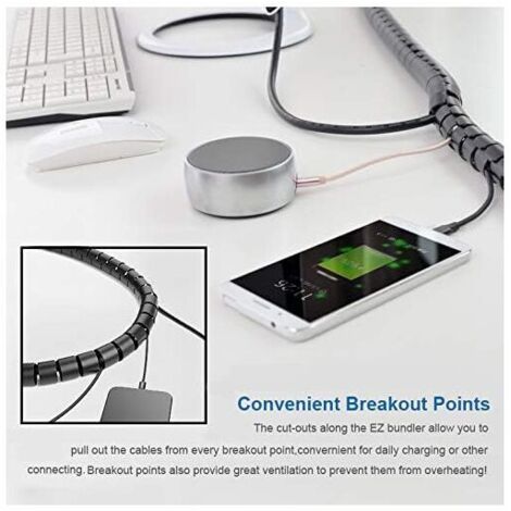 3m Desktop Cable Trunking, Cable Protection Sleeve, Storage Winding ...