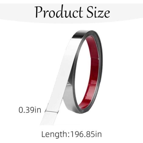 Self-adhesive silver stainless steel wall moldings - 5m x 1cm ...