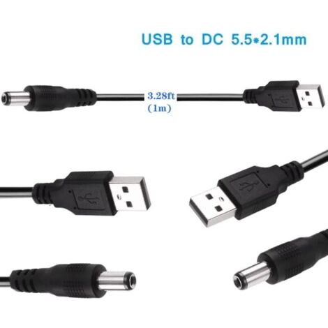 USB to DC 5V cable, USB to DC power cable, 8-in-1 DC power adapter 5.5 ...