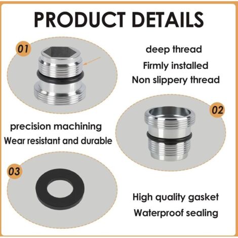 M22 metal tap adapter, male thread, connector for water filter and ...