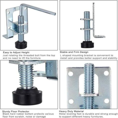 Set of 4 adjustable L-shaped furniture leveling feet, furniture ...