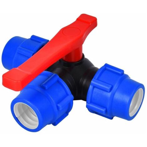 Ball valve, 40mm three-way ball valve, quick-connect fitting for PVC/PE ...