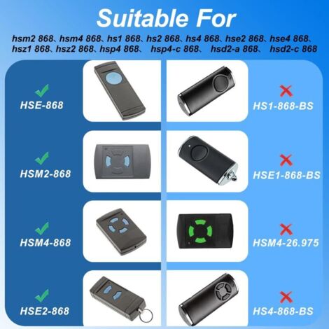 Garage door remote control for Hormann HSE2-868 HSM4-868 HS4-868 868 ...