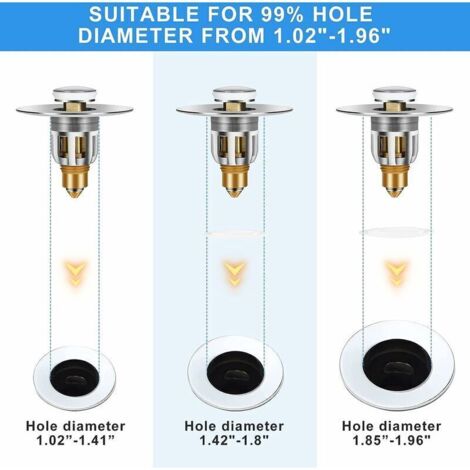 Pop-up Stainless Steel Sink Plug, Anti-Block Drain Filter, Pop-Up Sink ...
