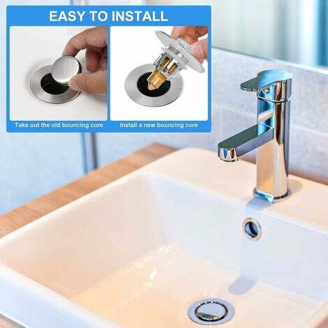 Pop-up Stainless Steel Sink Plug, Anti-Block Drain Filter, Pop-Up Sink ...