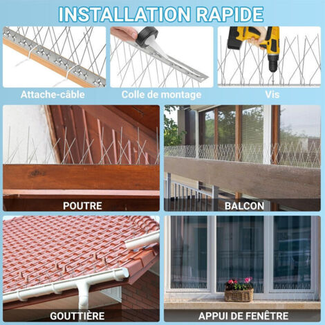 6.6 Meter Stainless Steel Anti-Pigeon Spikes, Pack of 20 Bird Spikes to ...