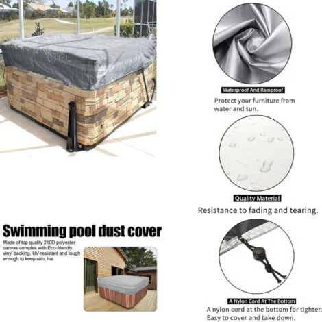 Outdoor Spa Cover, Square Waterproof Hot Tub Cover, 190T Polyester ...