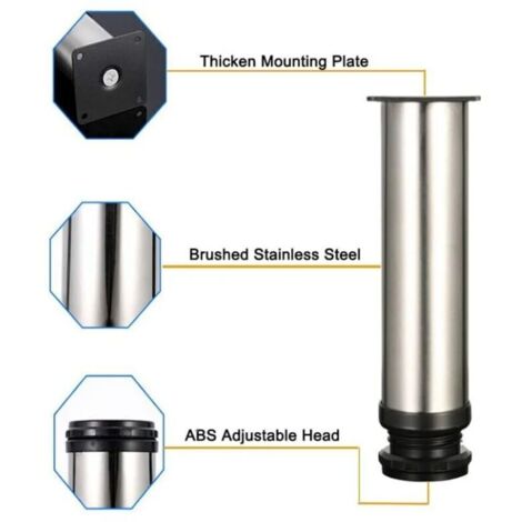 Furniture Legs - Set of 4 Adjustable Height Stainless Steel Furniture ...