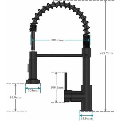 (Black) Kitchen faucet with 360° rotating spray head, single-lever ...