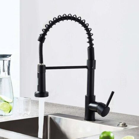 (Black) Kitchen faucet with 360° rotating spray head, single-lever ...