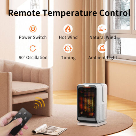 Office heater, 90° rotating head, 1000W power, PTC ceramic heating ...
