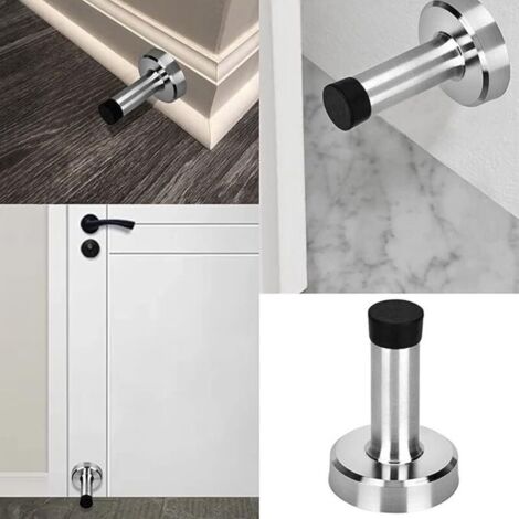 Set of 6 stainless steel door stops, wall stops with rubber bumpers ...