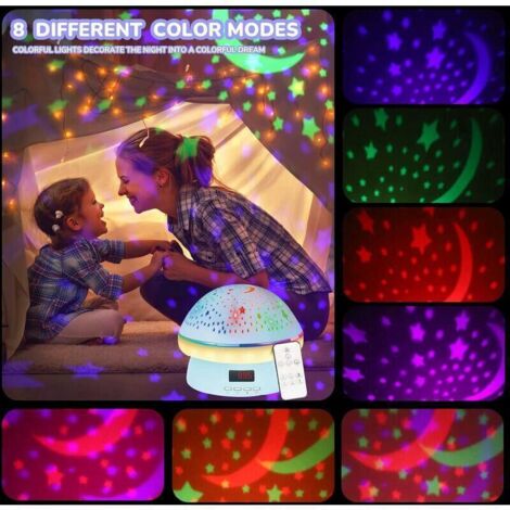 4-Piece Remote Control and Timer Set, Starry Sky Design Rotating Star ...