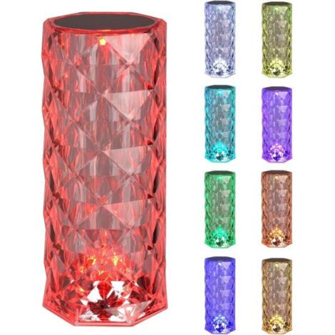 Crystal table lamp, rechargeable touch-controlled lamp with 16 colors ...