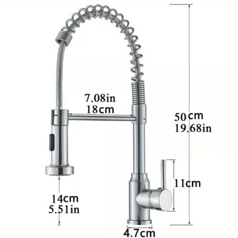 360° rotating kitchen tap with spring-loaded spray head (brushed copper ...