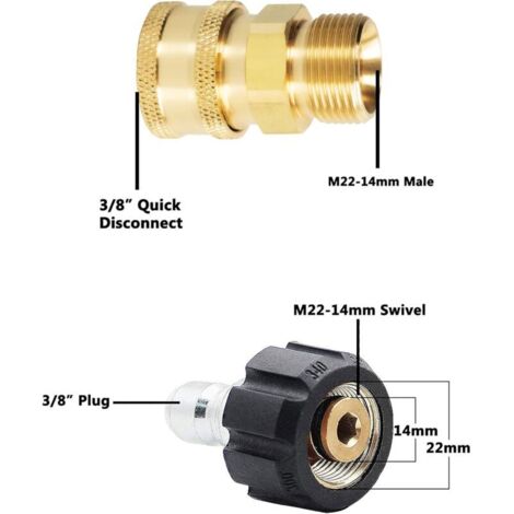 Quick connection kit for pressure washer, quick disconnect kit, M22 ...