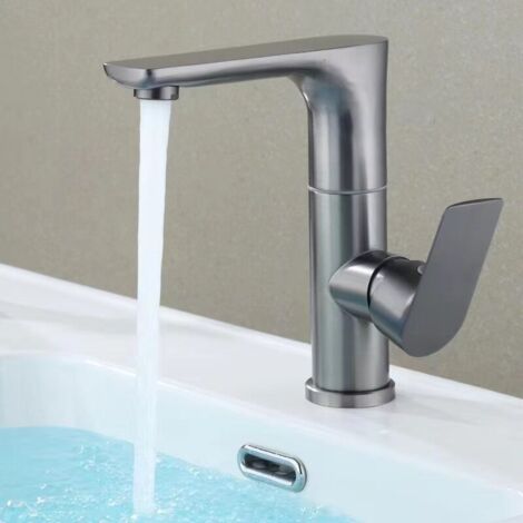 Dual-use stainless steel faucet, hot and cold water, grey spray head ...