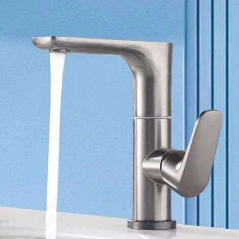 Dual-use stainless steel faucet, hot and cold water, grey spray head ...