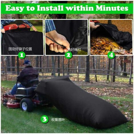 Grass bag for lawn tractor, leaf bag, capacity 244x142 cm, black