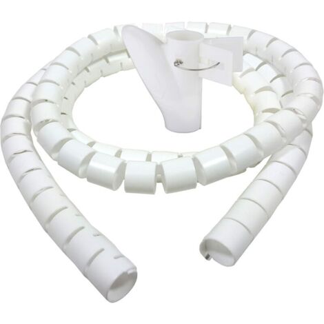 3.0m Long Desk Cable Duct, 20mm Spiral Flexible Cable Tube, White