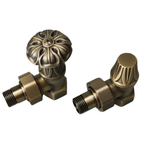 Manual radiator valve set with floral handle for cast iron radiators