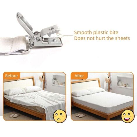 Adjustable Fitted Sheet Tensioner (65cm to 130cm), Adjustable Strap Fastener for Bed Sheets ...