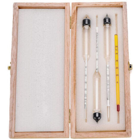 3-piece alcoholmeter set with thermometer. Alcohol content: 0-40, 40-70 ...