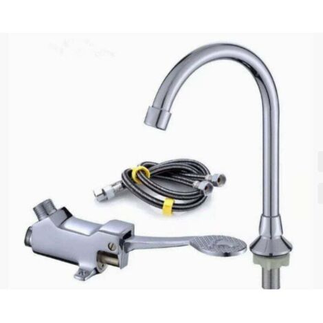 Basin mixer tap with foot pedal, medical/bathroom laboratory basin tap set.