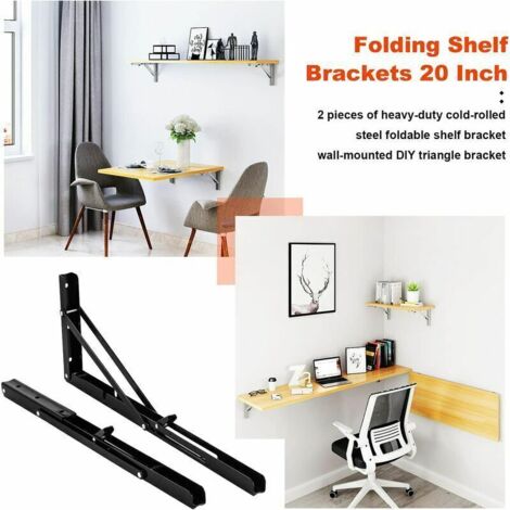 2-piece folding bracket, 20-inch to 500mm folding shelf brackets, heavy ...